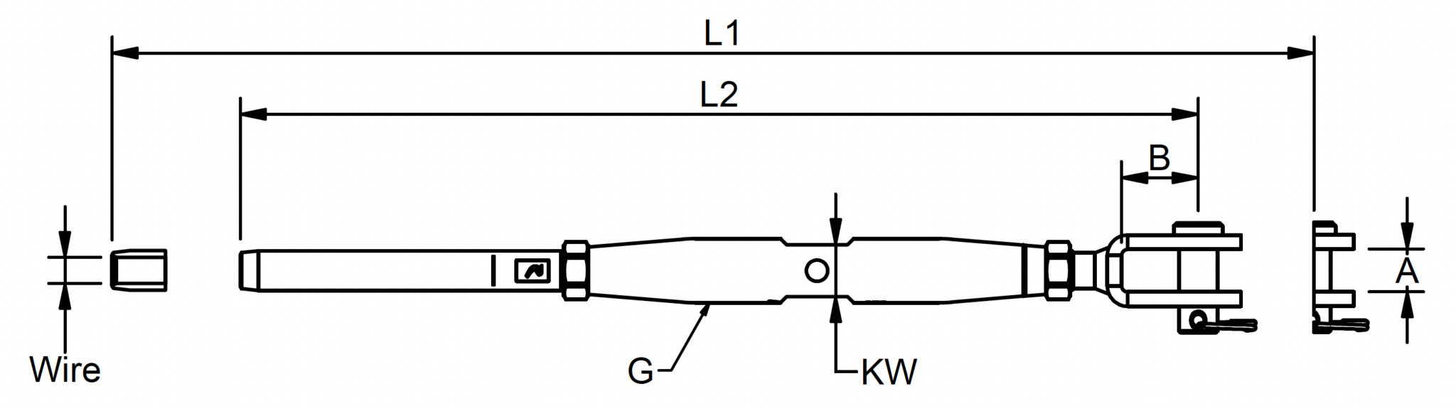 Rigging screw fork/terminal UNF - Blue Wave