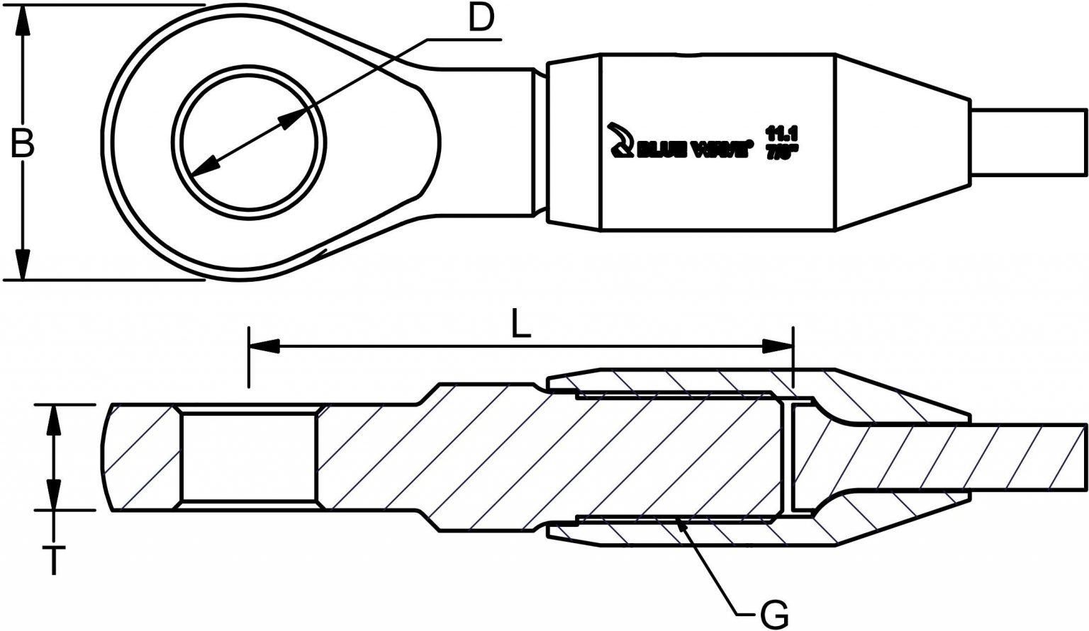 Eye terminal for rod - Blue Wave